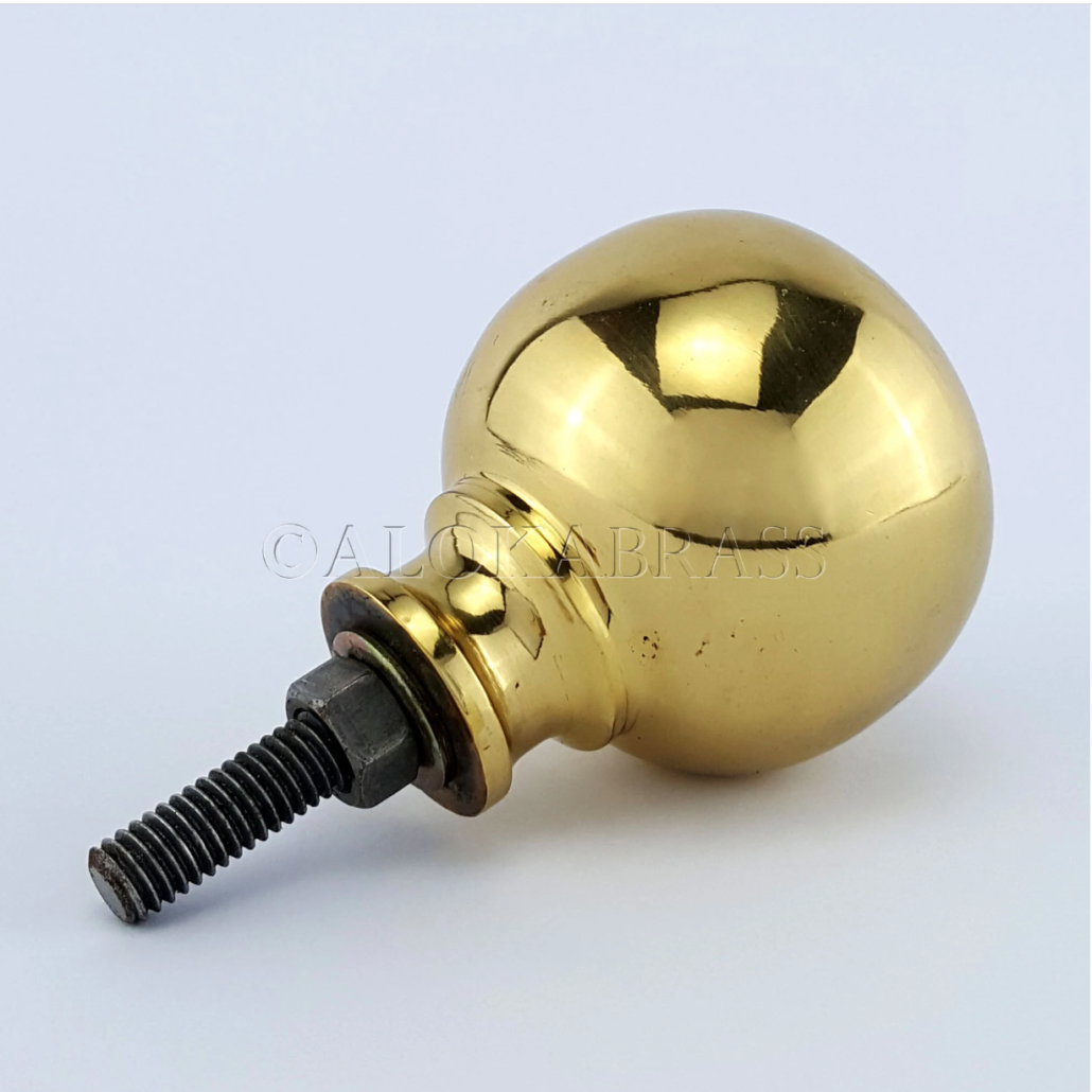 4 heavy brass Large Ball cot bed heavy cast Knob 3" inch high 6.5 cm ...