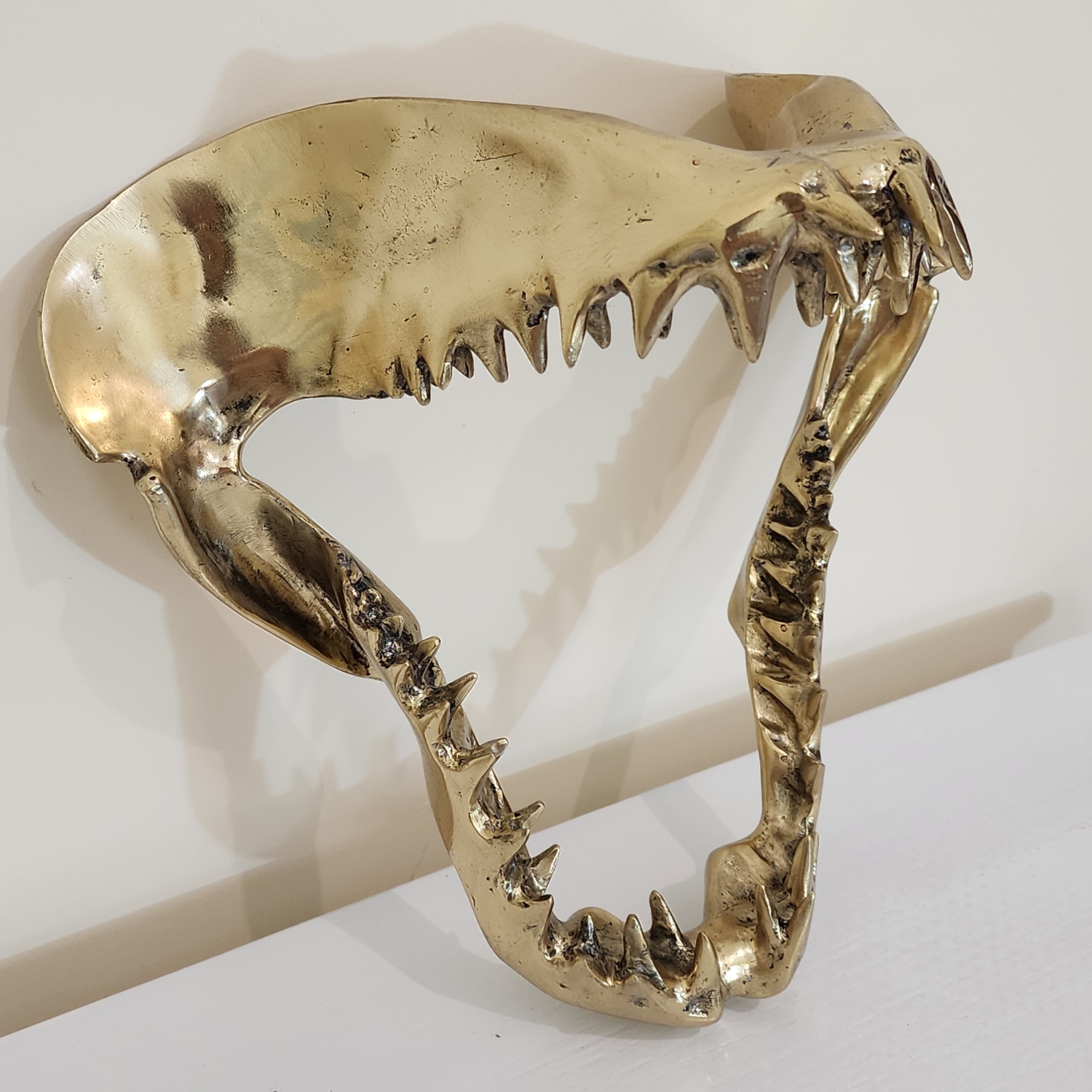 Brass Shark Jaw Teeth Skull Reproduction Hand Made Statue - Aloka Brass