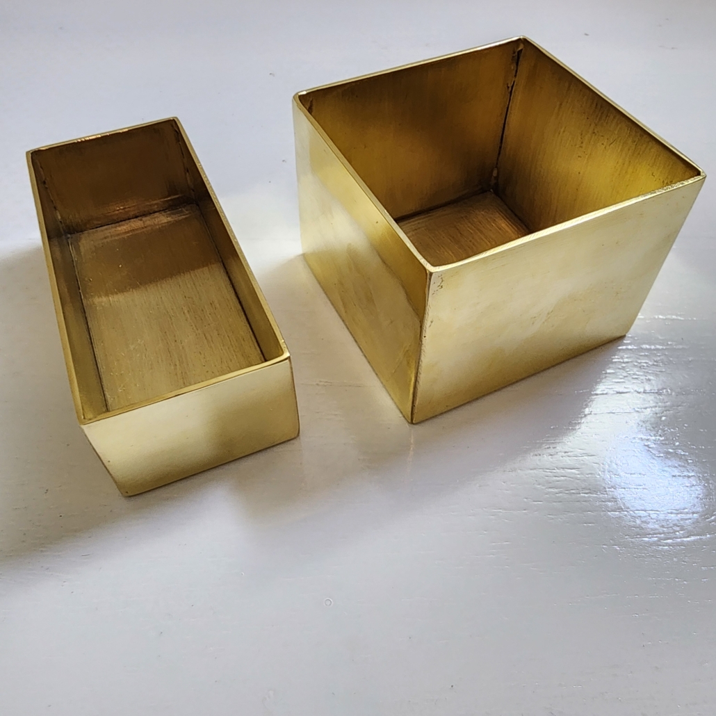 2 Brass Boxes Handmade from Brass Plate - Aloka Brass